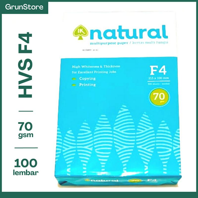 Jual Kertas HVS F4 Natural 70 gsm 100 lembar / Kertas HVS F4 100 lembar / Kertas HVS F4 Natural ...