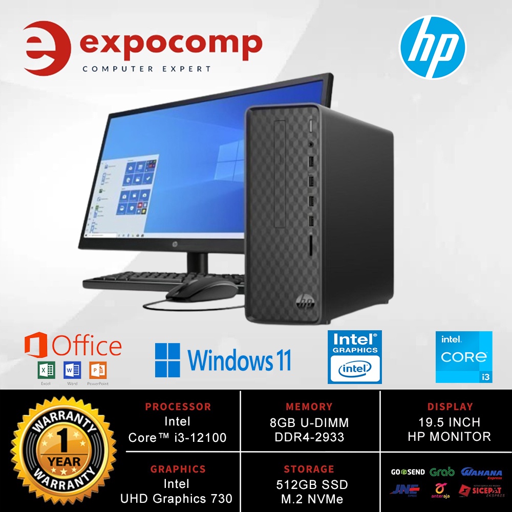 Jual Hewlett Packard HP PC DESKTOP M01-F2019D CORE i3-12100 8GB 512GB W11 | Shopee Indonesia