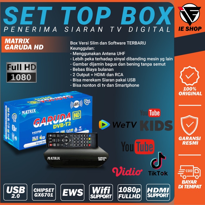Jual SET TOP BOX TV DIGITAL MATRIX GARUDA DVB T2 SETOPBOX SET UP BOX STB RECEIVER PENANGKAP ...