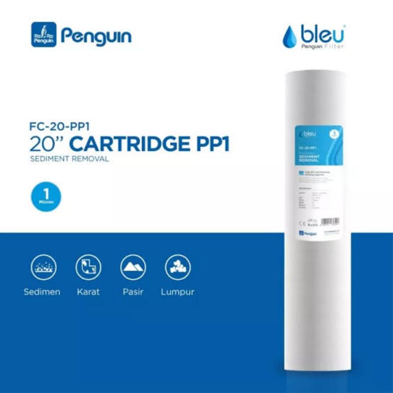 Jual Penguin Bleu Cartridge Filter Sedimen PP 20 inch FC-20-PP1 ...
