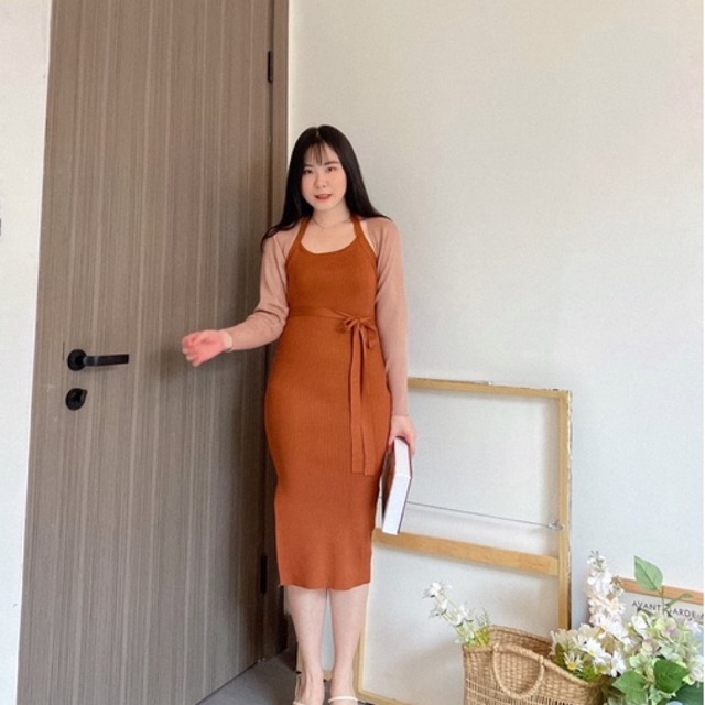 Jual KANON - Hayami Knit Set - Set cardigan dan dress rajut bodycon ...