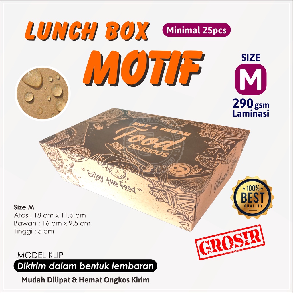 Jual Kotak Makan Kertas / Paper Lunch / Box Motif Makanan kemasan ayam ...