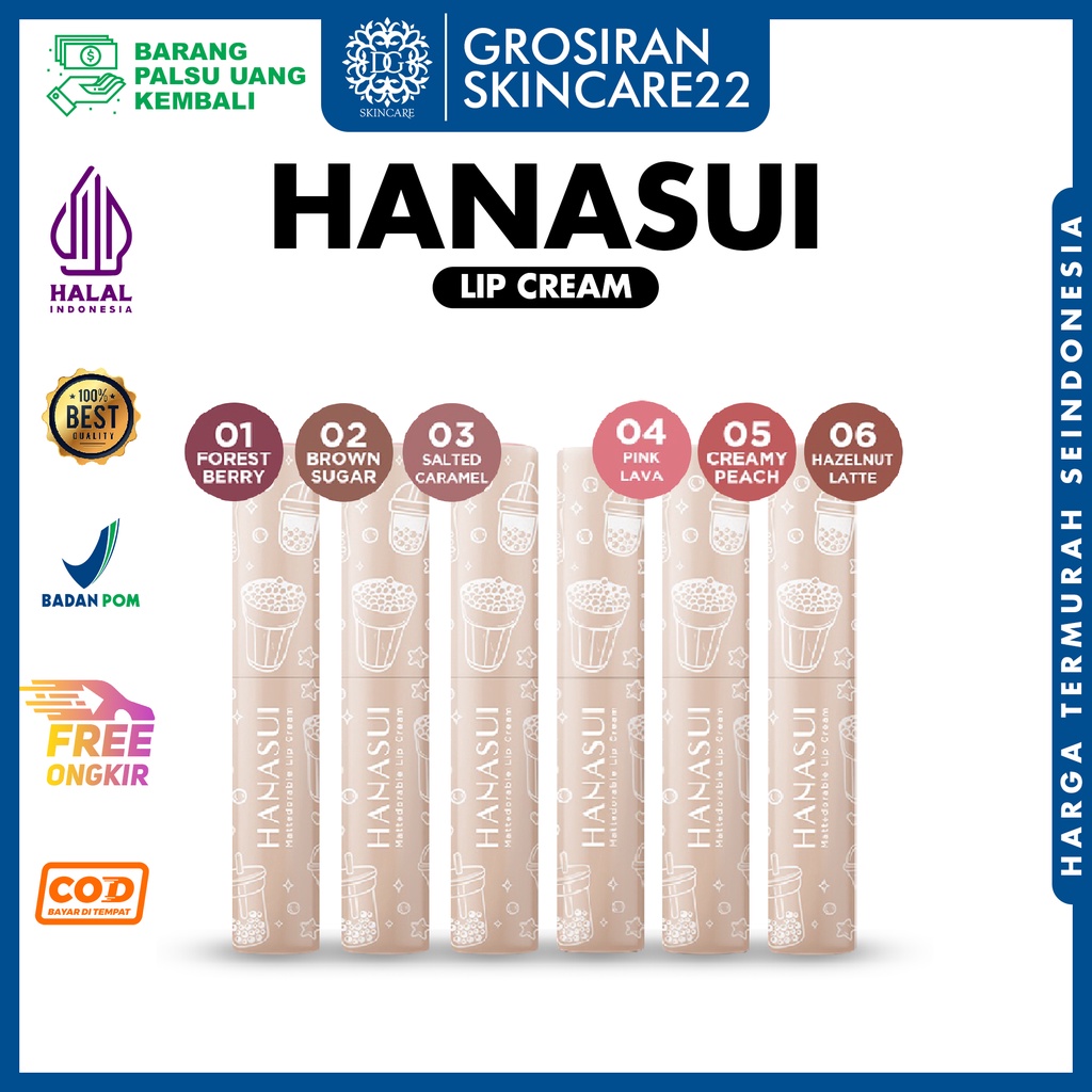 Jual HANASUI Mattedorable Lip Cream Halzenut / Forest Berry / Salted ...