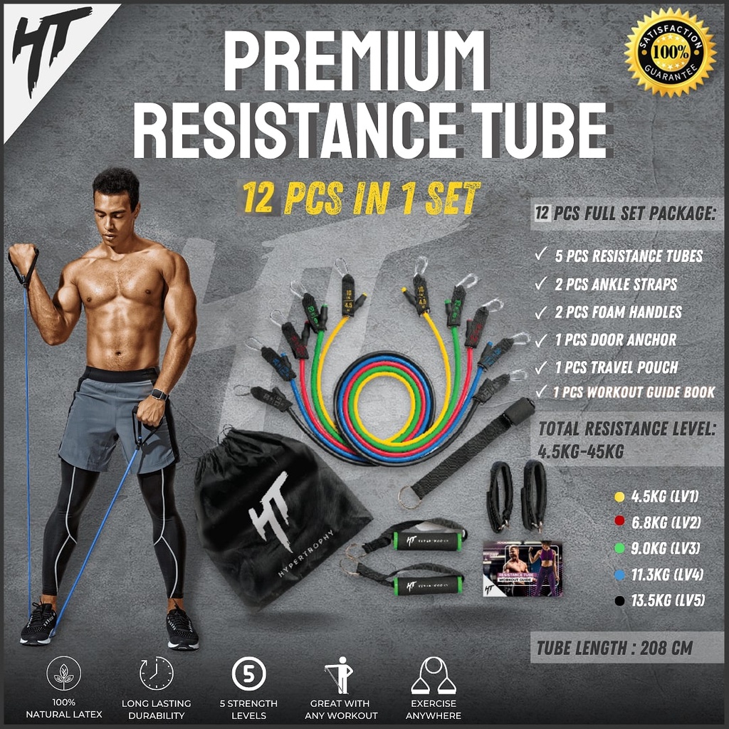 Jual Resistance Band Set Bands Tube Power Tubes Alat Fitness Portable ...