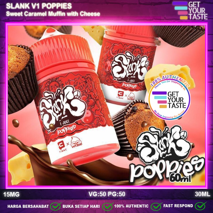 Jual Liquid SLANK V1 Poppies 60ML Caramel Muffin Cheese by Slank x ...