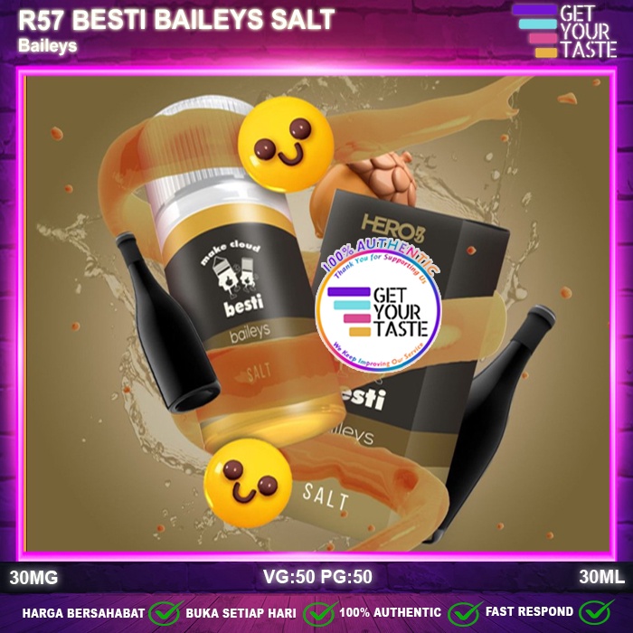 Jual Liquid R57 Besti Baileys Salt Nic 30ML Saltnic Pods by Hero57 | Shopee Indonesia