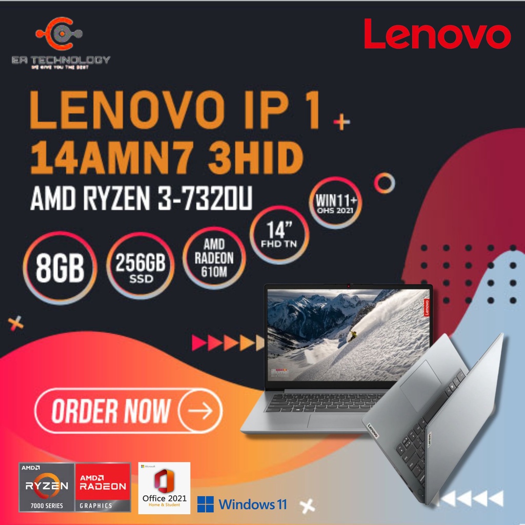 Jual Lenovo IP 1 14AMN7 3HID AMD Ryzen 3-7320U 8GB 256SSD 14" FHD Win11 OHS | Shopee Indonesia