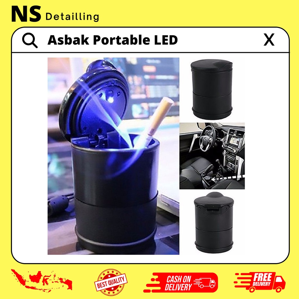 Jual ASBAK MOBIL LED / CAR ASHTRAY / ASBAK PORTABLE HITAM/ NS DETAILING ...