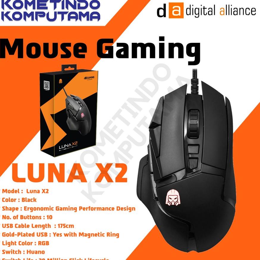 Jual LUNA X2 - Black Digital Alliance Mouse Gaming RGB Ergonomic Design ...
