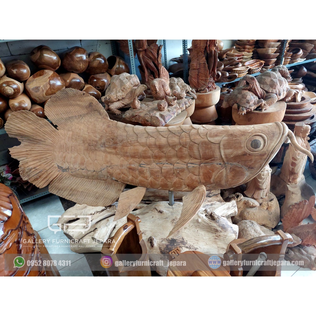 Jual Patung Dekorasi Ikan Arwana Kayu Jati Antik 210x100cm | Shopee ...