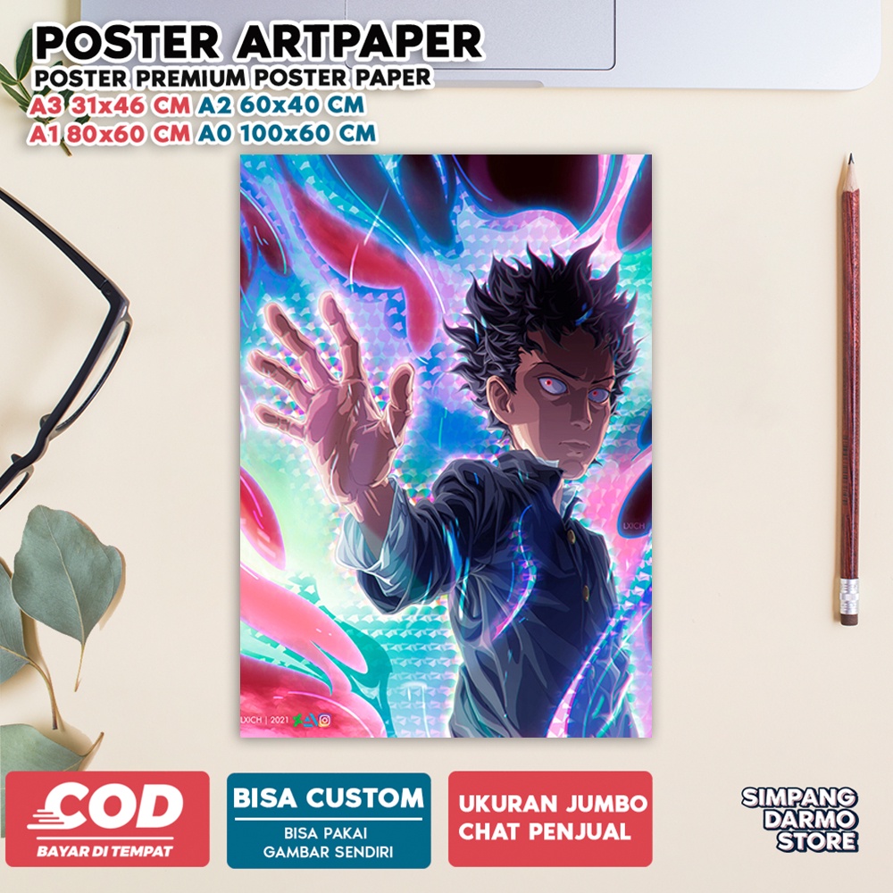Jual Poster Mob Psycho 100 Shigeo Kageyama Katsuya Ekubo Tome Tenga ...