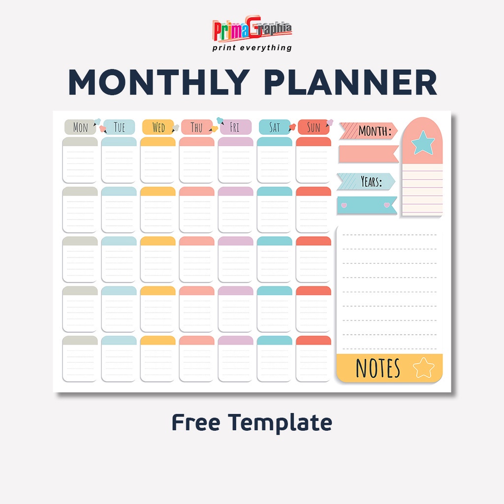 Jual Cetak Monthly Planner Schedule Jadwal Bulanan | Shopee Indonesia