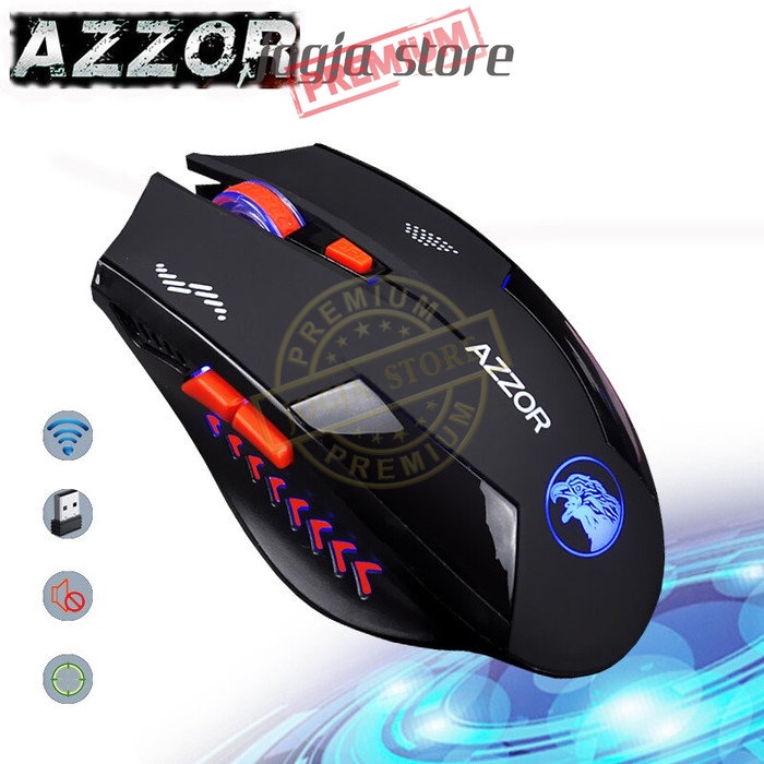 Jual Mouse Gaming Wireless Azzor Mouse Game Rechargeable USB 2400 DPI 2.4G | Shopee Indonesia