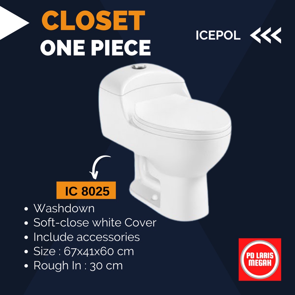 Jual Closet Duduk /Icepol Kloset Duduk One Piece Elegant Body only IC 8025 | Shopee Indonesia