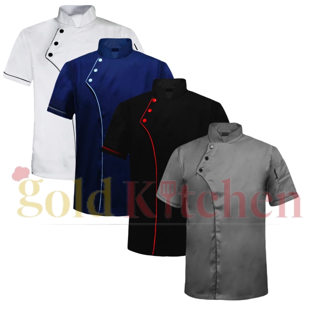 Jual Baju Koki Chef Jacket Lengan Pendek Pria Wanita Bahan American ...