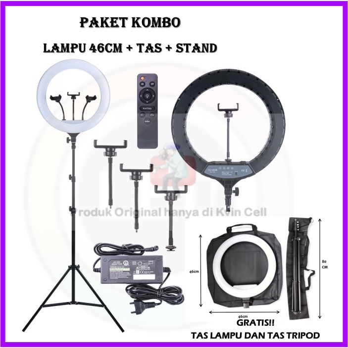 Jual Paket Ringlight Ring Light 45cm Free Light Stand Tripod 2.1m Free ...