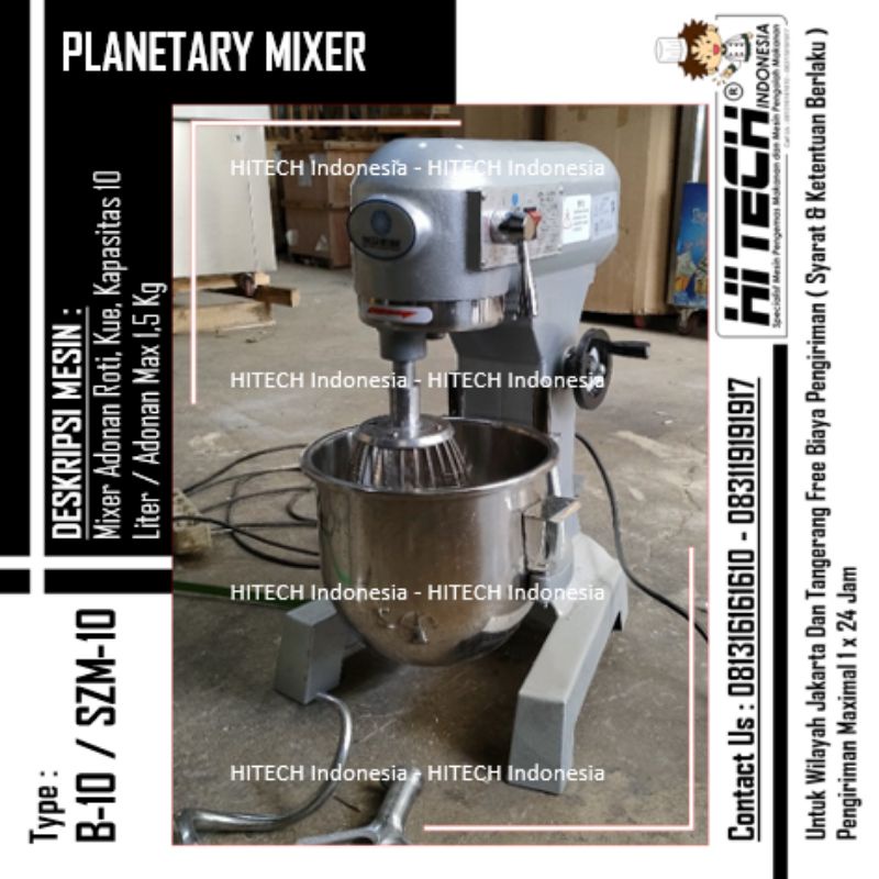 Jual Planetary Mixer 10 Liter SZM-10 Mixer Adonan Roti 10L B-10 Mixer ...