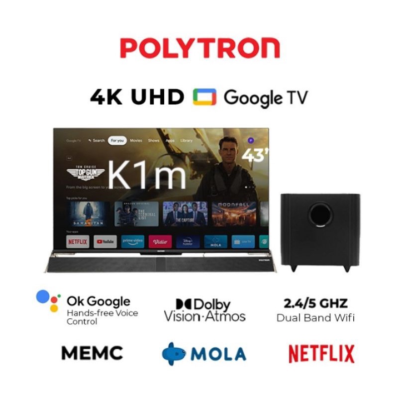 Jual Led Polytron 43 inch 4K UHD Google tv PLD-43BUG5959 (Digital tv ...