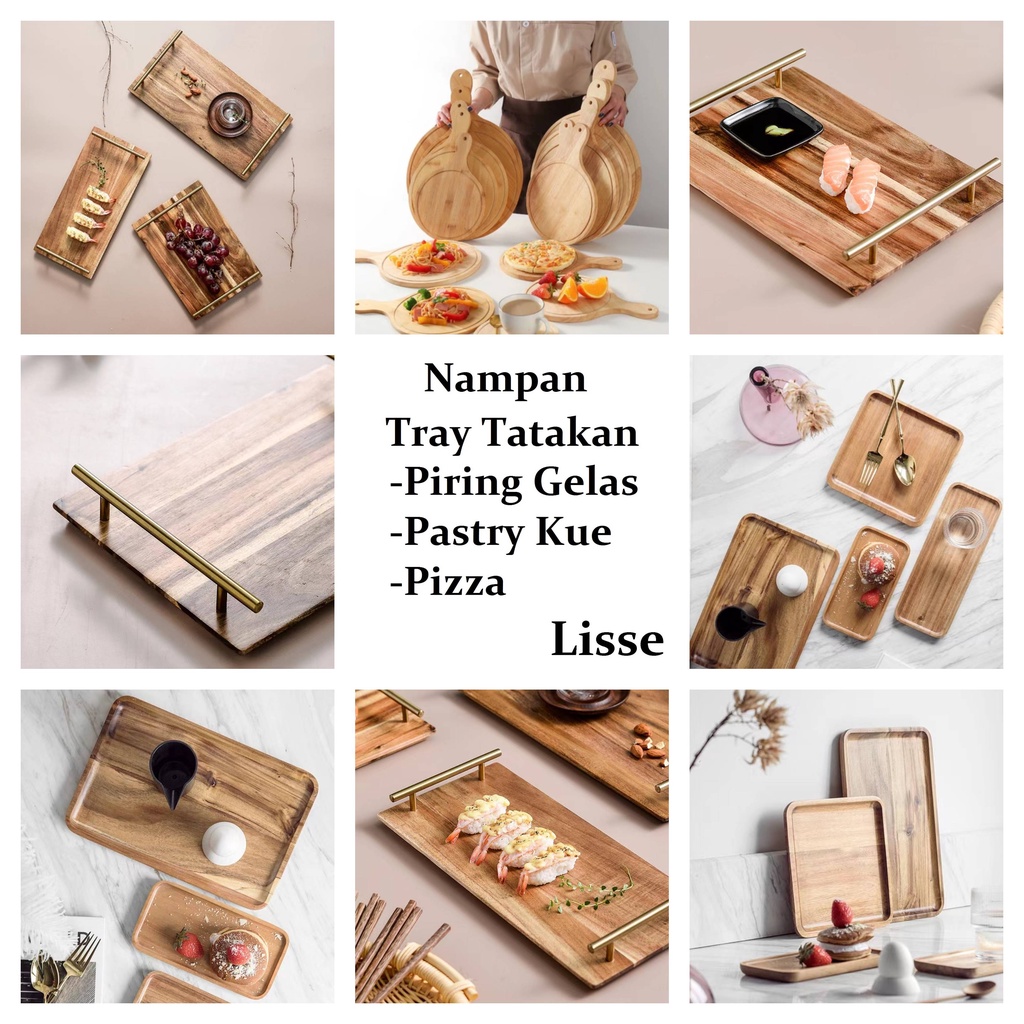 Jual Tray Nampan Tatakan Baki Tray Saji Piring Gelas Kayu Pastry Cake ...