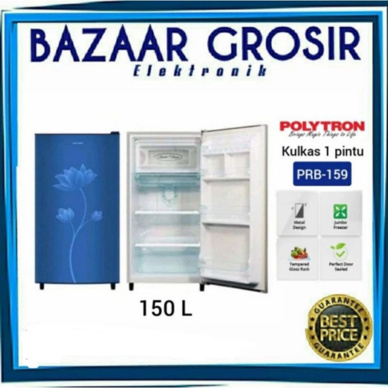 Jual KULKAS POLYTRON BEAUTY METAL DOOR 1 PINTU 150 liter PRB 159B ...