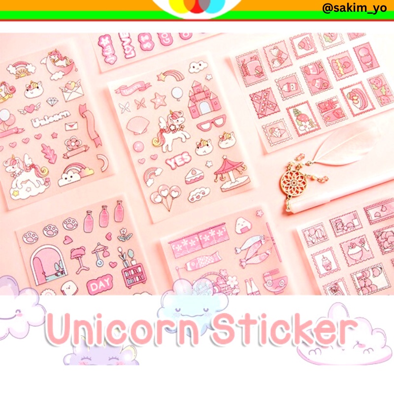 Jual STIKER TRANSPARANT PET UNICORN KUDA PONY PINK STICKER STRAWBERRY ...