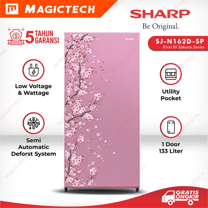 Jual KULKAS SHARP 1 PINTU SJ-N162D-SP Kirei III Sakura Series 133L - Pink | Shopee Indonesia