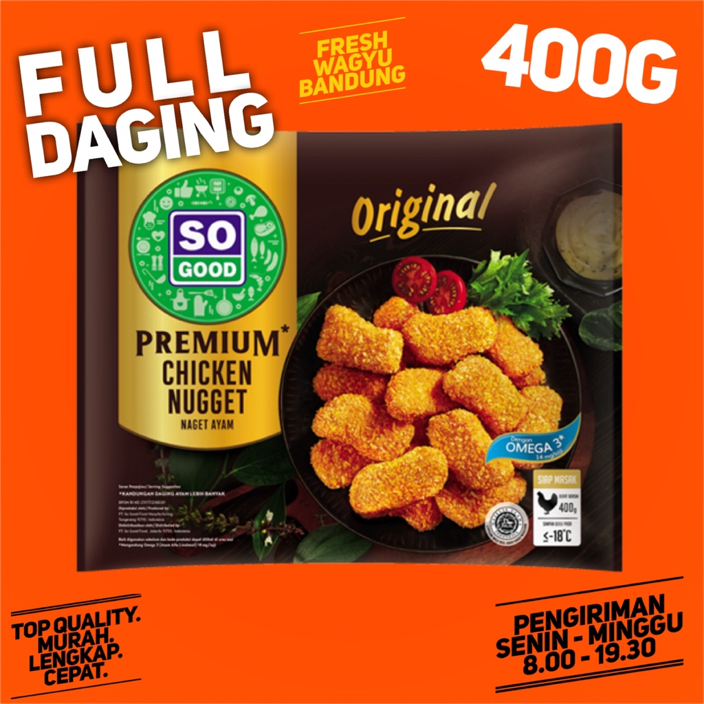 Jual SO GOOD CHICKEN NUGGET PREMIUM NAGET AYAM GRADE A FULL DAGING 400g | Shopee Indonesia