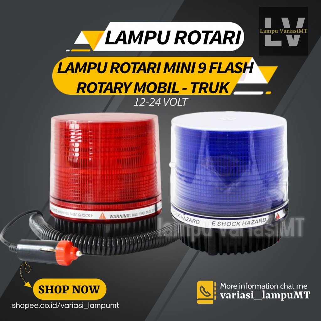 Jual Lampu Rotari Rotator Rotary LED Mini 9 Flash Mobil Truk Ambulan 12 ...