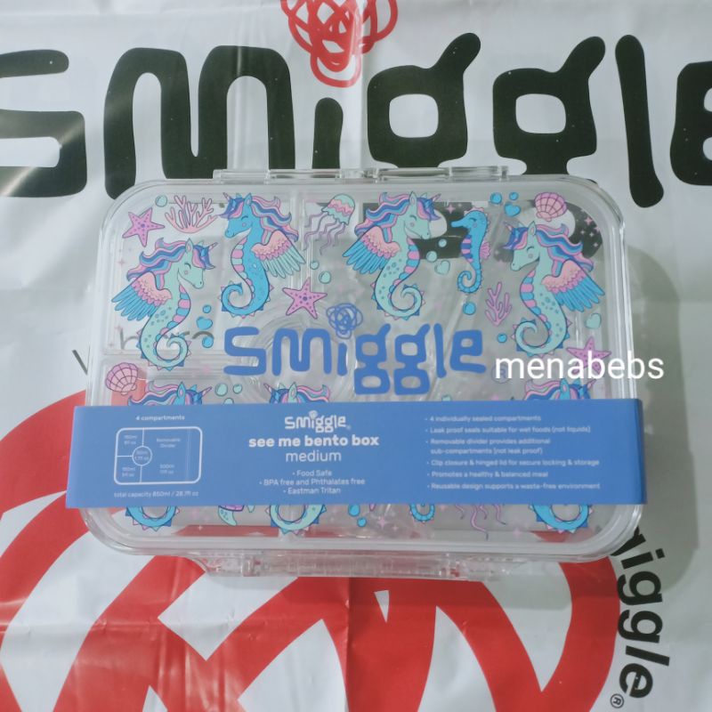 Jual Smiggle Better Together Medium See Through Bento Lunchbox Sea Horse original | Shopee Indonesia