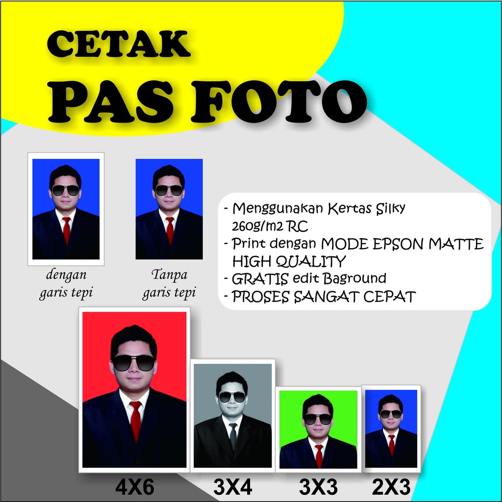 Jual CETAK PAS FOTO 2x3 3x3 3x4 4x6 kertas Silky 260g/m2 RC HIGH ...