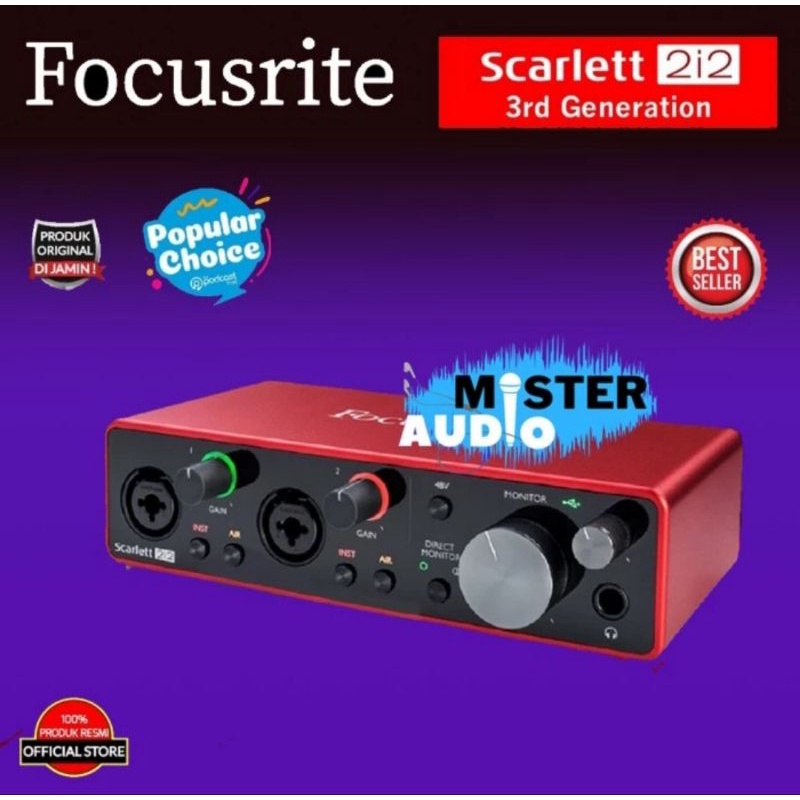 Jual Focusrite Scarlett 2i2 3rd Gen The Essential Audio Interface / Soundcard | Shopee Indonesia