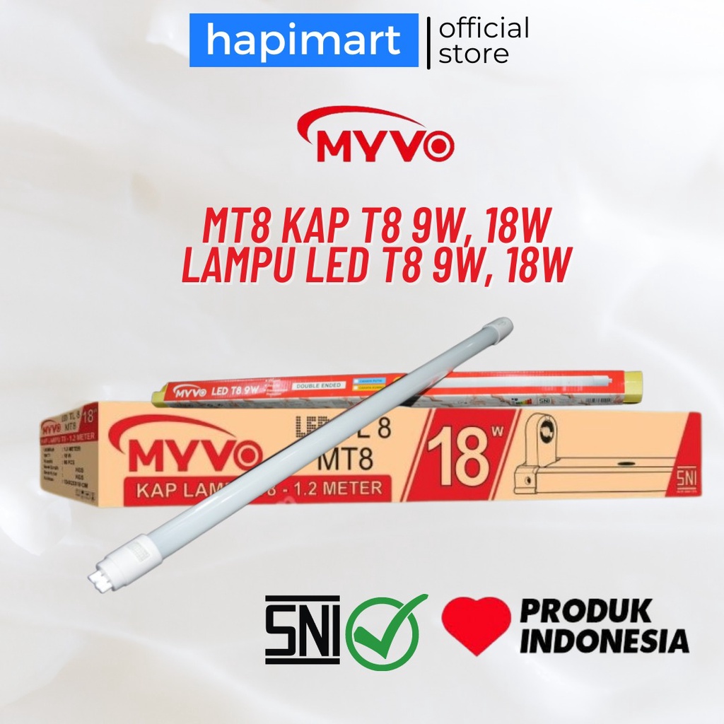 Jual Lampu Led T8 MYVO 18 Watt 18W Tube Lamp Hemat Energi Star Putih ...