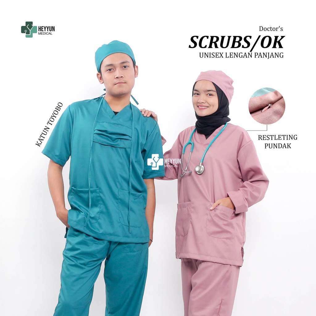 Jual [FREE BORDIR NAMA] Scrub Medis Baju Seragam Perawat OK Lengan ...