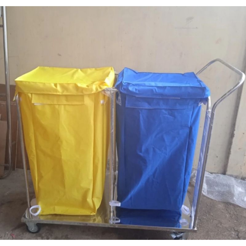 Jual Trolley laundry double kotak stainlees steel | Shopee Indonesia