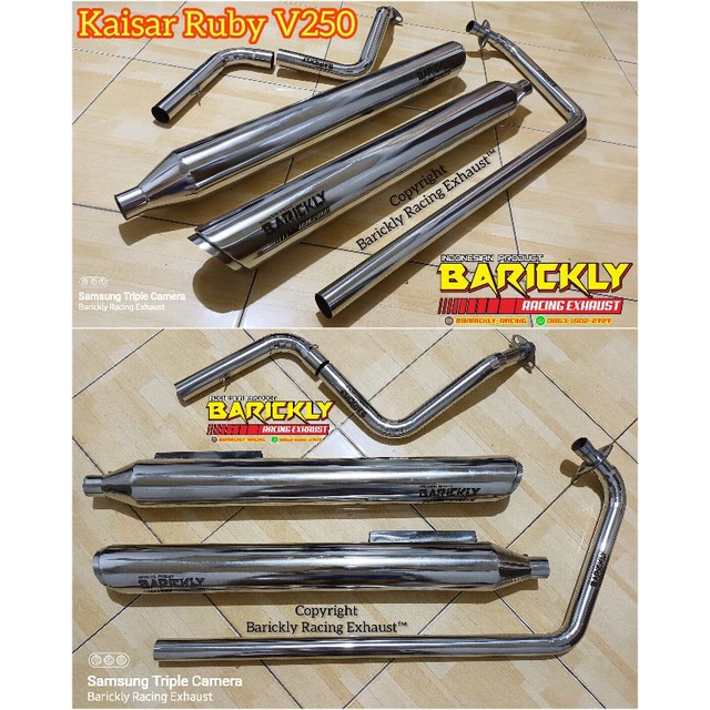 Jual Knalpot Custom Kaisar Ruby V250 250cc Kanan-Kiri Full Stainless ...