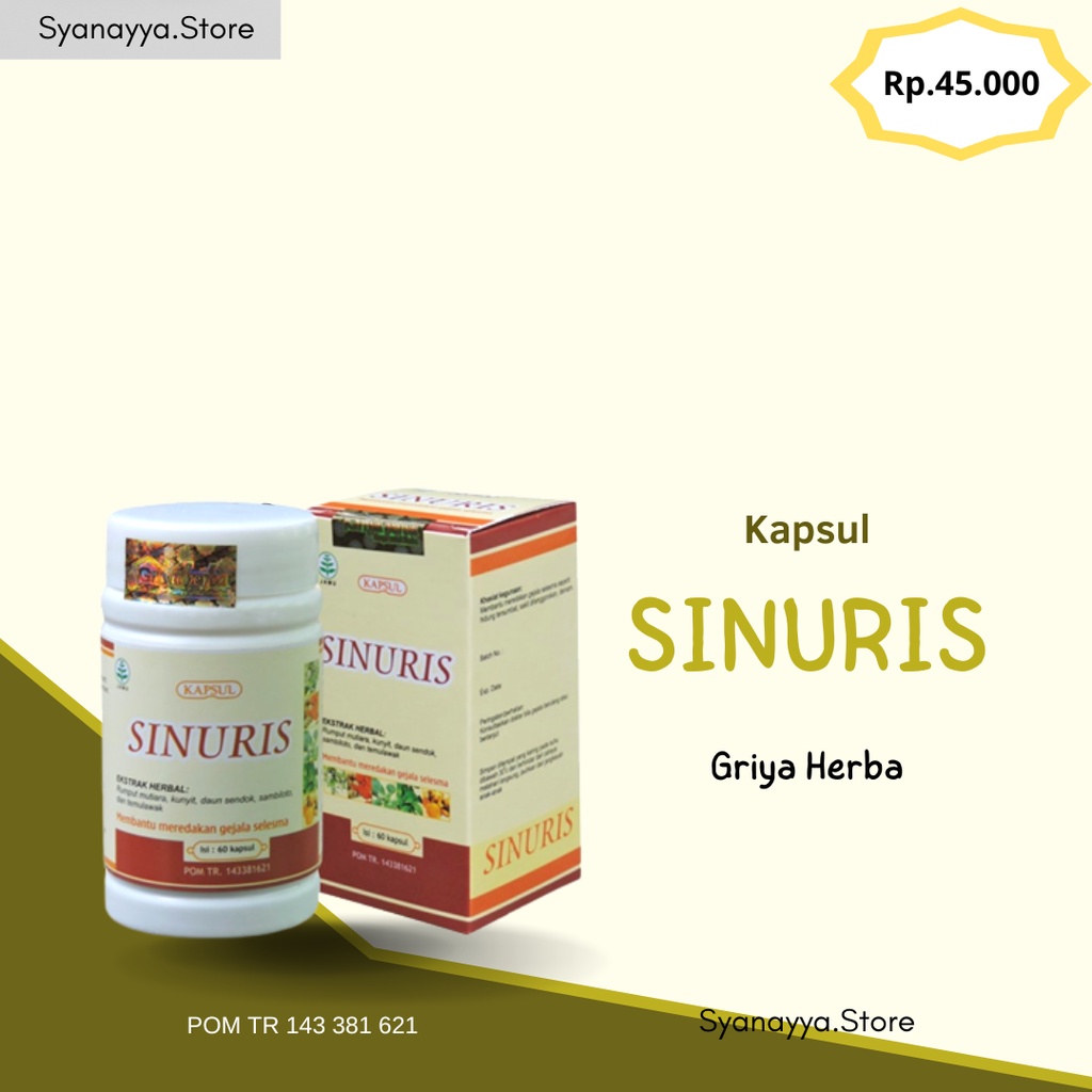 Jual Kapsul Sinuris Obat Herbal Atasi Sinusitis Sinus Gejala Selesma ...