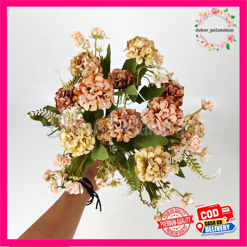 Jual Bunga Pom - Pom Panca Warna Cabang 6 Bunga Anyelir Mini Hydrangea ...