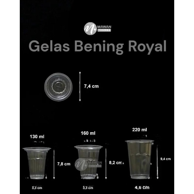 Jual Gelas Plastik Royal Bening Cup Aqua /Gelas Kopi/Gelas Ice Cream ...
