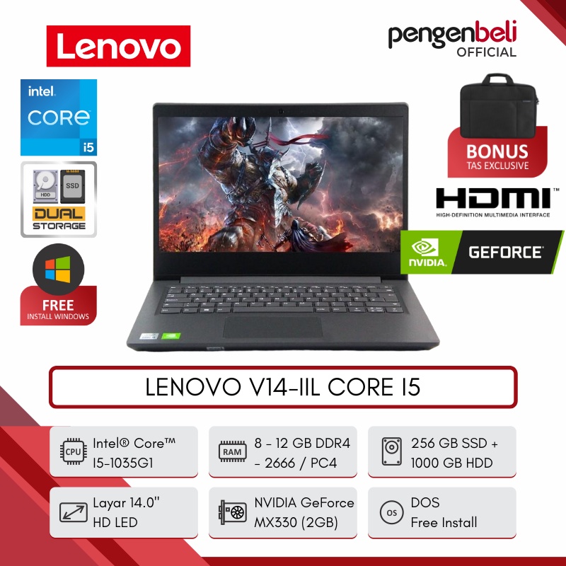 Jual LAPTOP GAMING LENOVO V14-IIL NVIDIA GEFORCE MX330 2GB [CORE I5-1035G1 | RAM 12GB | SSD ...
