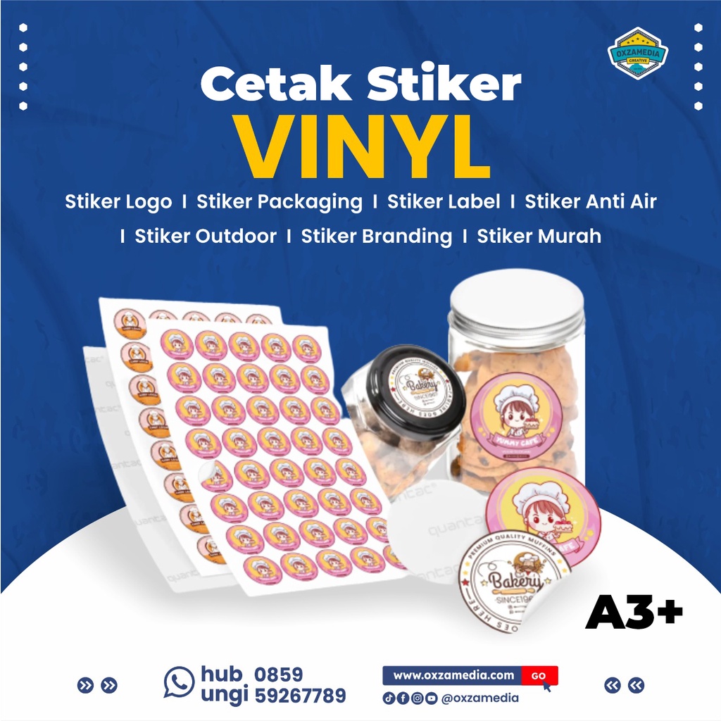 Jual CETAK STIKER VINYL A3+ / STIKER LABEL KEMASAN MURAH / SEHARI JADI ...