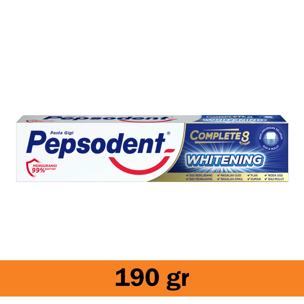 Jual Pepsodent complete 8 whitening toothpaste 190 gr | Shopee Indonesia
