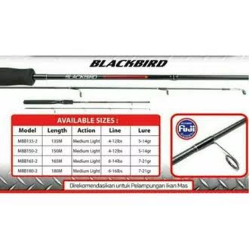Jual Joran Maguro BLACKBIRD 120 135 150 165 180 | joran spinning | galatama galapung | joran ...