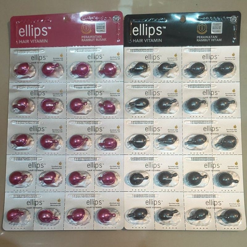 Jual Ellips vitamin rambut blister isi 20 elips elip pink hitam ...