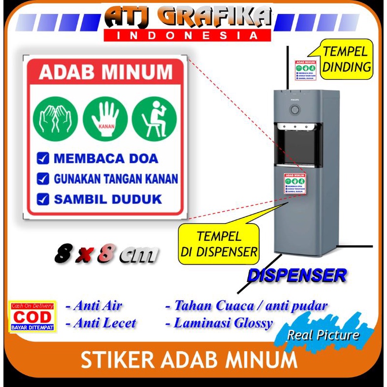 Jual Stiker adab minum sticker cara minum air dispenser golon dll ...