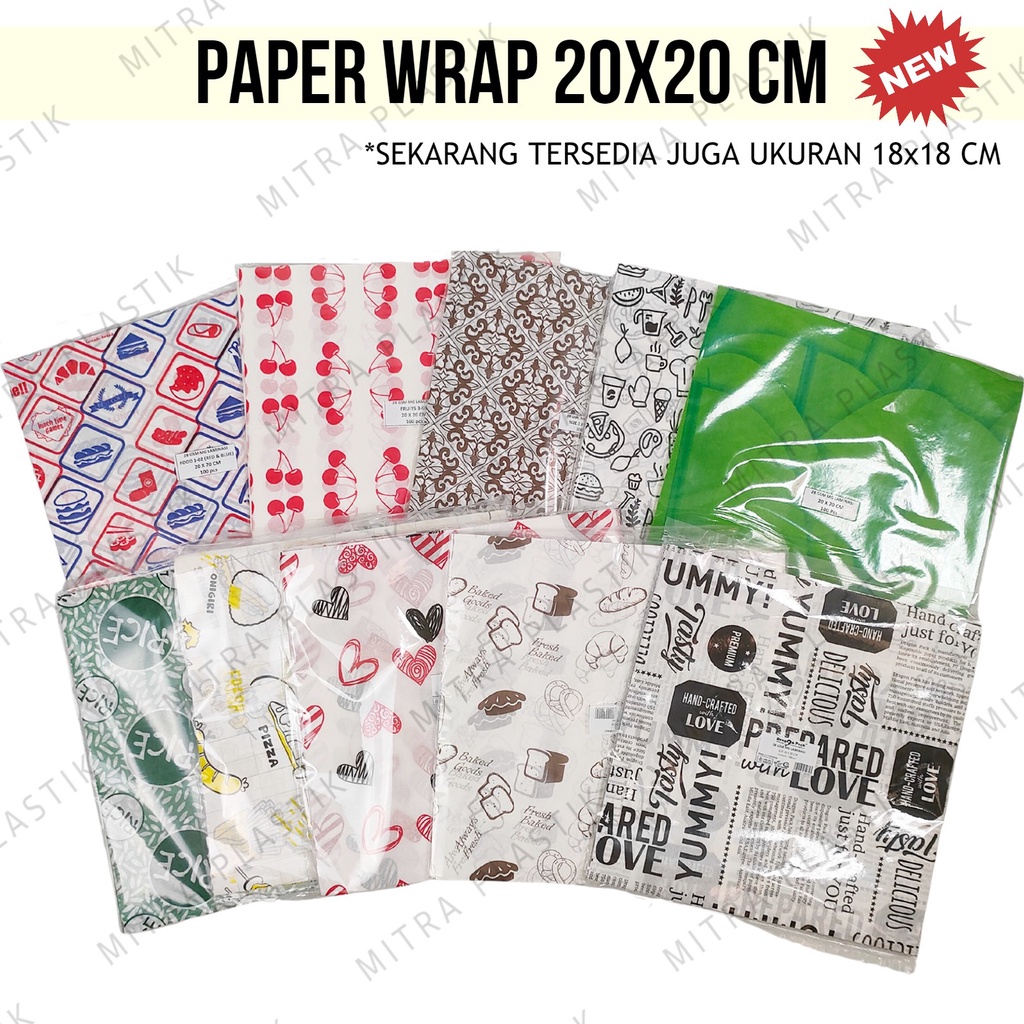 Jual Kertas Nasi Motif 20x20 cm Paper Wrap 100 pcs Printing Laminasi ...