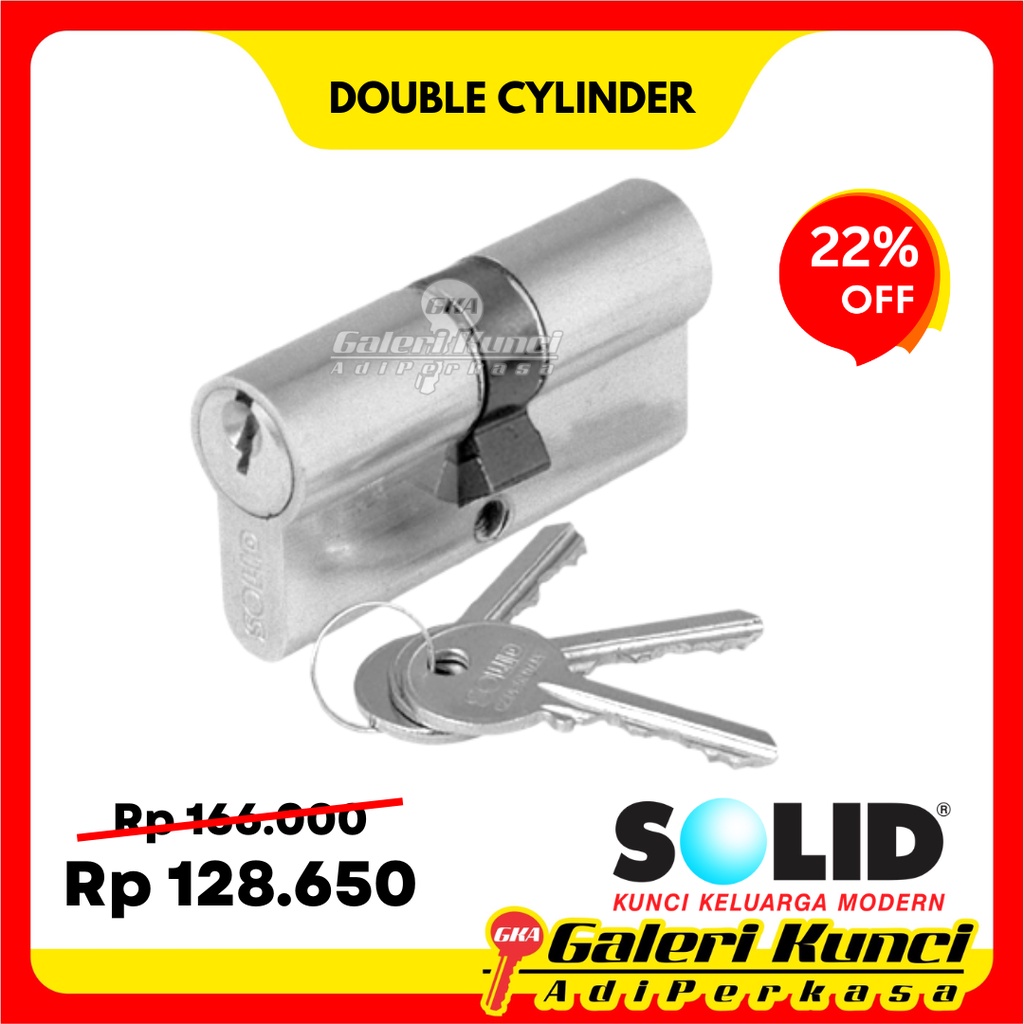 Jual Silinder Kunci Pintu Solid DC SLD 02-60 US26D Double Cylinder ...