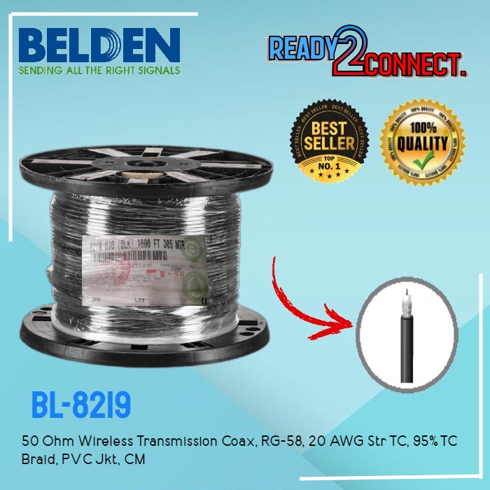 Jual BELDEN 8219 Kabel Coaxial RG58 20 AWG Tinned Copper Conductor 50 Ohm | Shopee Indonesia