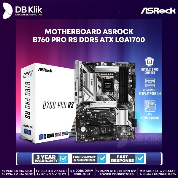 Jual Motherboard ASROCK B760 PRO RS DDR5 ATX LGA1700 HDMI DP-B760 PRO ...
