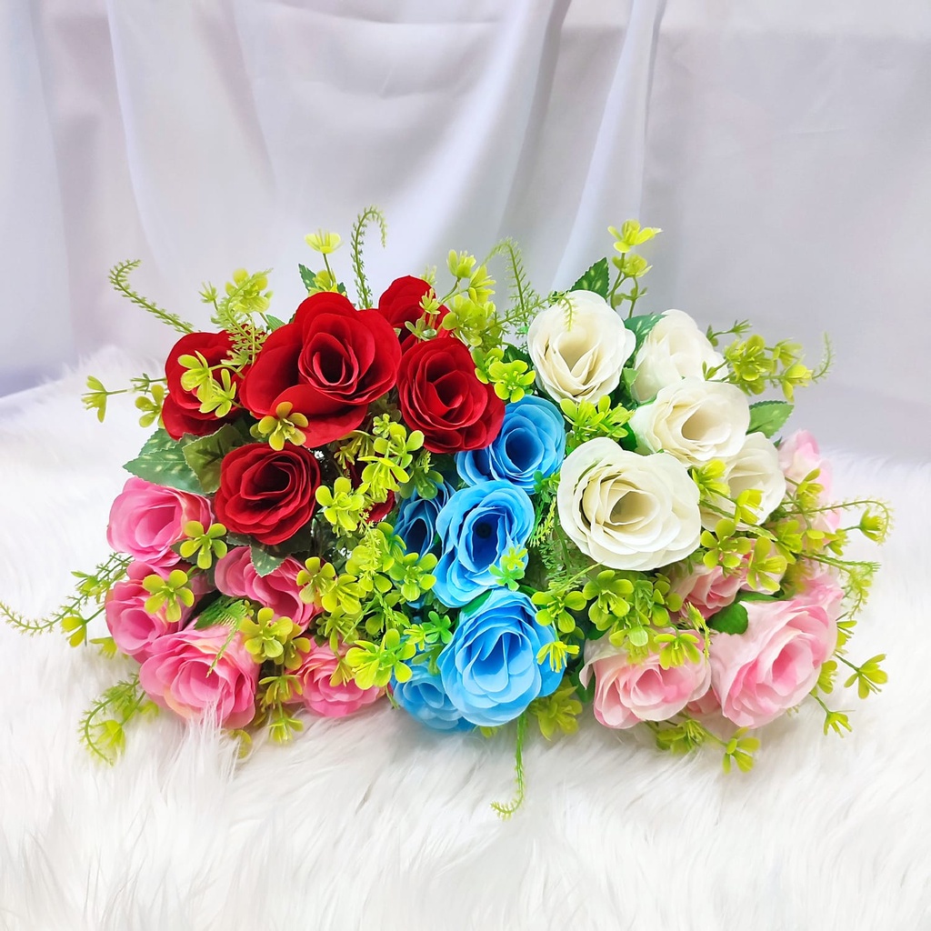 Jual Bunga Mawar Artificial Bahan Kain Panjang 35cm | Shopee Indonesia