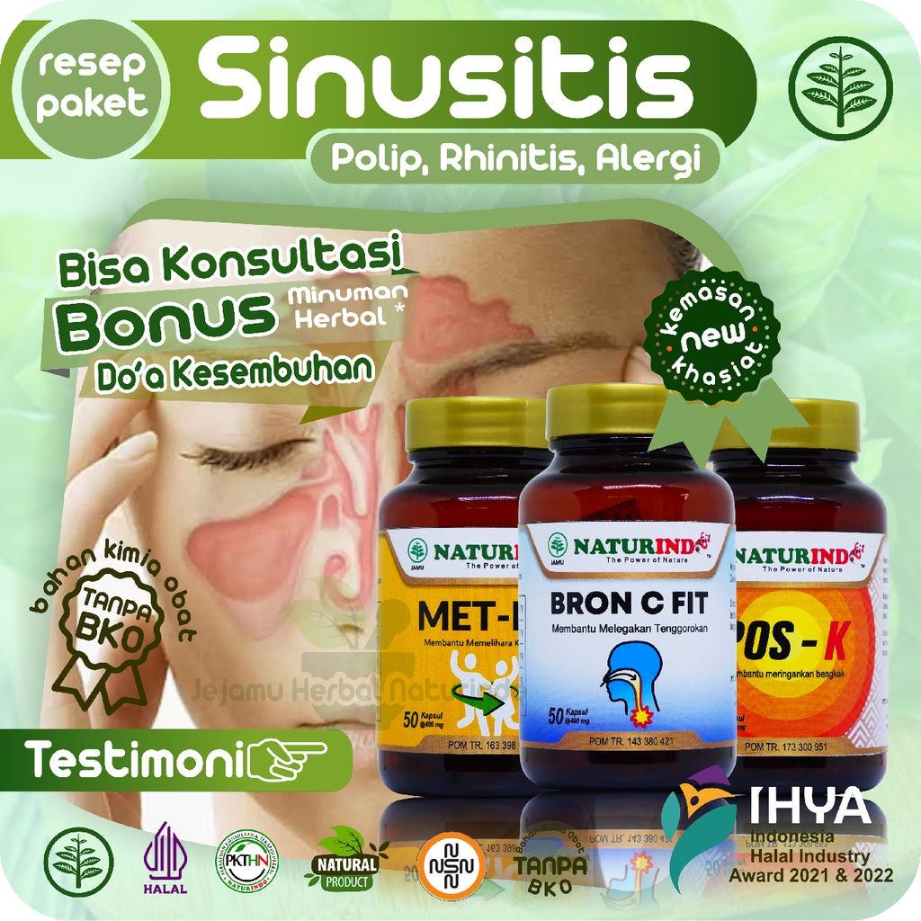 Jual Obat Sinus Sinusitis Rinitis Polip Flu Menahun Pilek Hidung Bau ...